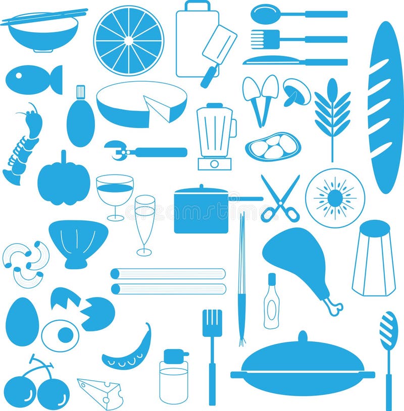Kitchen Utensil Ingredient Icons Stock Vector - Illustration of ...