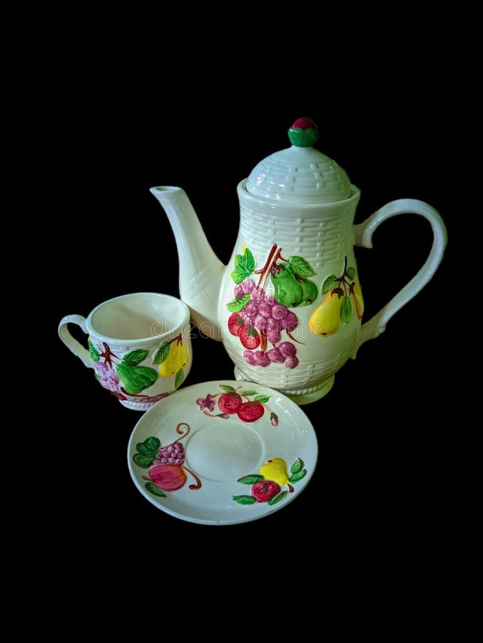 Kitchen Utensil Set Consisting of a Teapot, Cup and Saucer, Each Made ...