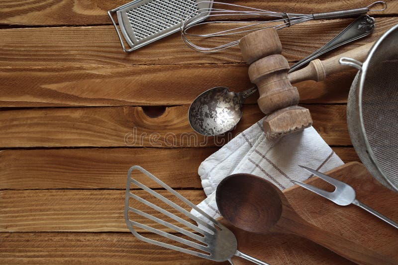 Kitchen utensil top view stock image. Image of cook - 338436979