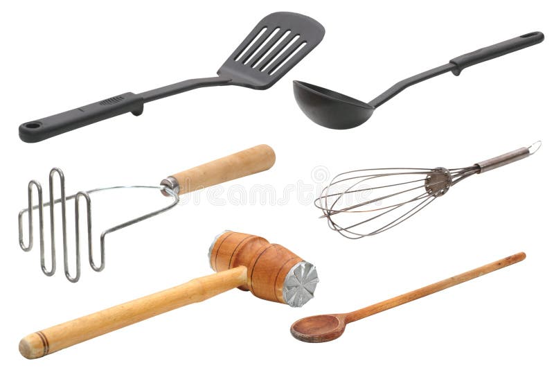 Many Hands Holding Different Kitchen Tools Stock Photo - Image of ...