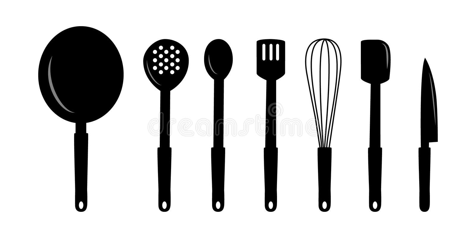 Kitchen Utensils Continuous Line Vector Graphic Stock Vector ...