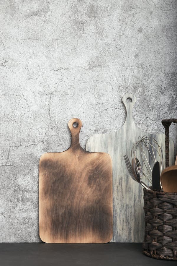 Kitchen Utensils Background with Copy Space. Mockup with a Wooden ...