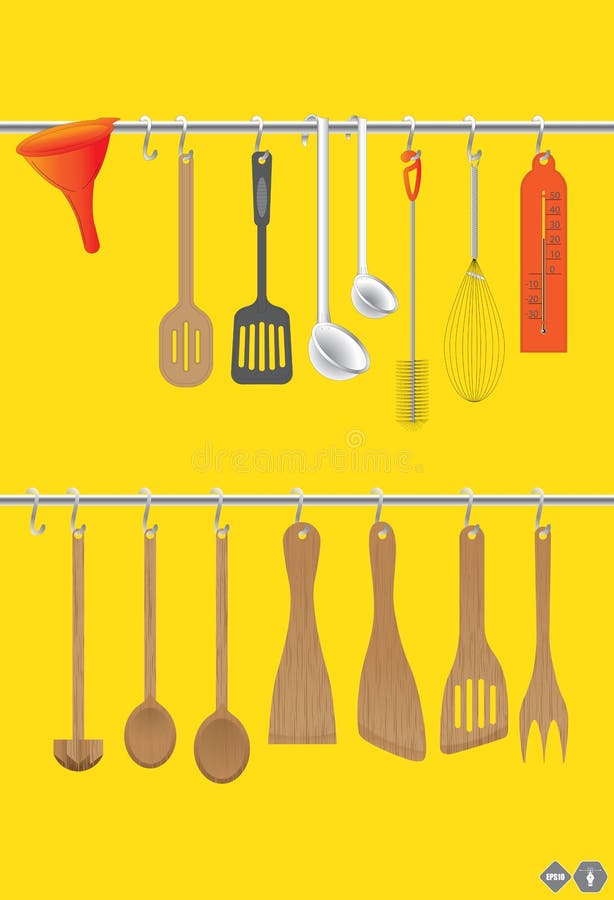 A Collection Kitchen Utensils Stock Illustration - Illustration of cook ...