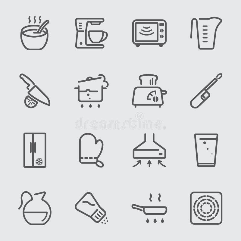 Cooking Line Icon Set. Included Icons As Kitchen, Bake, Boil, BBQ, Fry ...