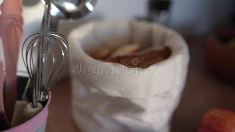 Kitchen Utensils or Cooking Tools in Iron Decorative Bucket, on Kitchen ...