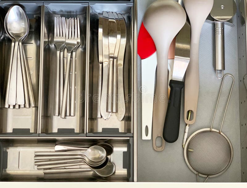 Kitchen Utensils in a Drawer Stock Image - Image of comfortable ...