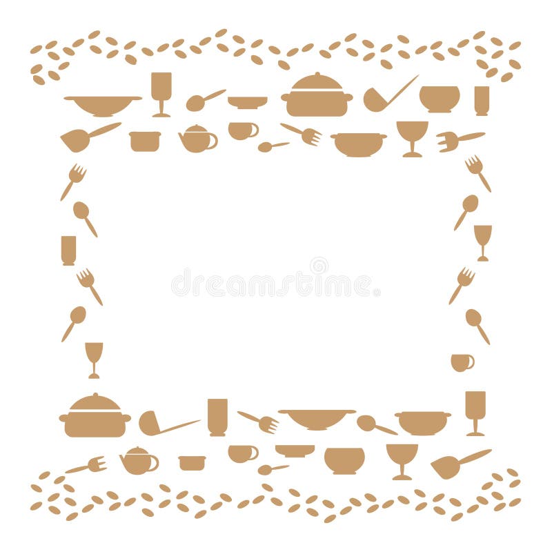 Kitchen Utensils, Frame with Space for Text . Kitchen Tools Symbols ...