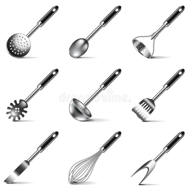 Kitchen Utensils Icons Vector Set Stock Vector - Illustration of ...