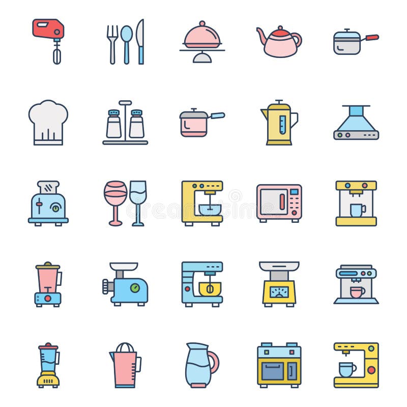 Kitchen Utensils Isolated Vector Icon Set Can Be Easily Modified or ...