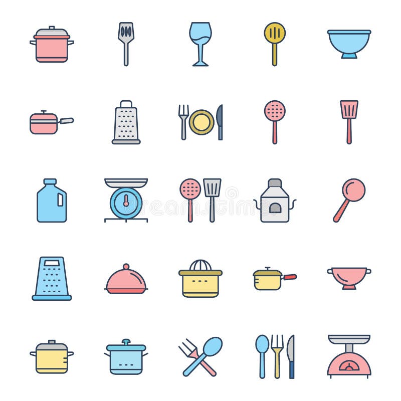 Kitchen Utensils Isolated Vector Icon Set Can Be Easily Modified or ...