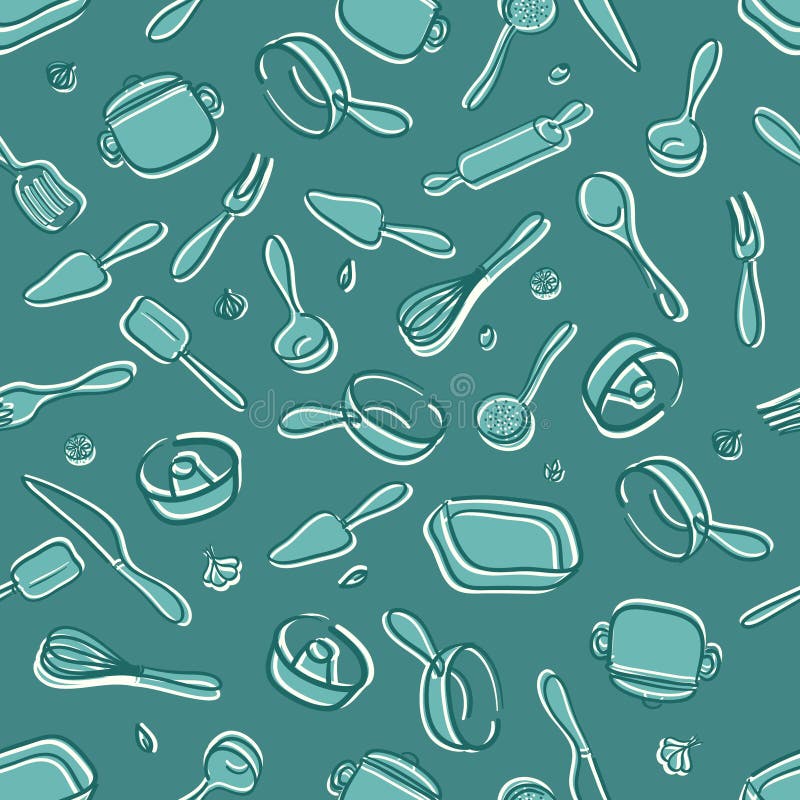 Kitchen Utensils Pattern Stock Illustrations – 3,936 Kitchen Utensils ...