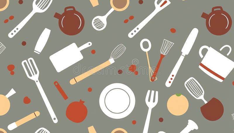 Kitchen Utensils Pattern, Cooking Theme Background, Food Prep, Stock ...