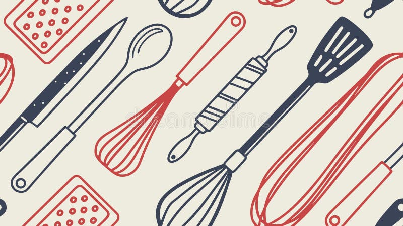 Kitchen Utensils Pattern Design, Cooking and Culinary Theme. Vector ...