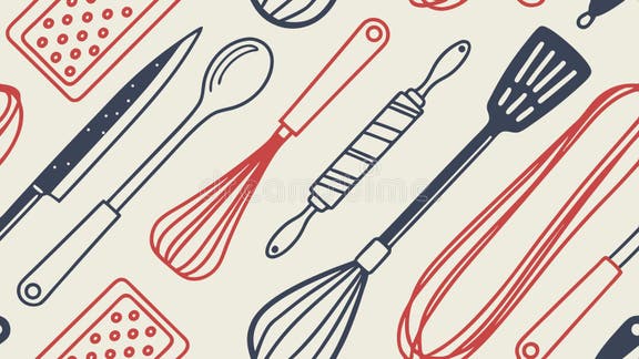 Kitchen Utensils Pattern Design, Cooking and Culinary Theme. Vector ...
