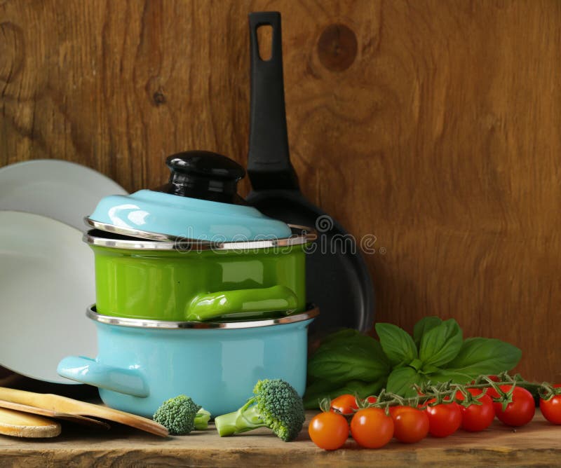 Kitchen Utensils Pots and Pans Stock Image - Image of object, steel ...