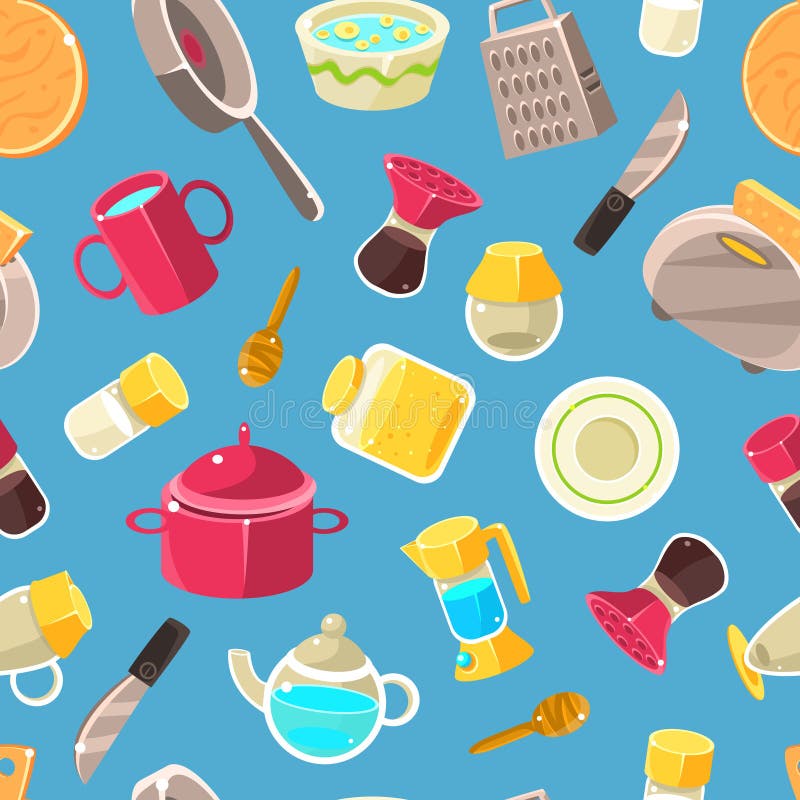 Kitchen Utensils Seamless Pattern, Design Element Can Be Used for ...