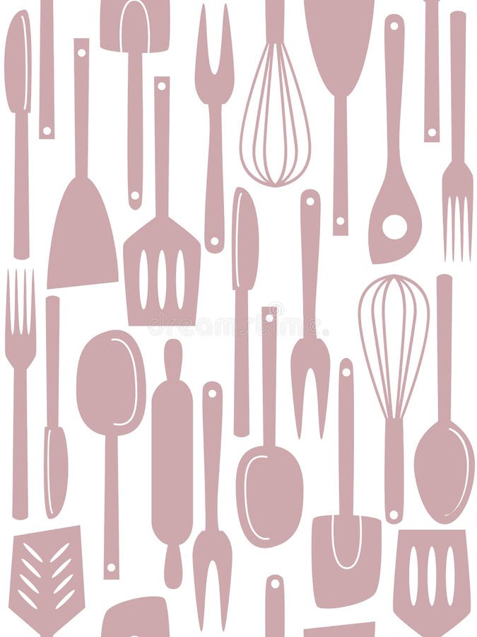 Kitchen Utensils Seamless Pattern Stock Vector - Illustration of ...