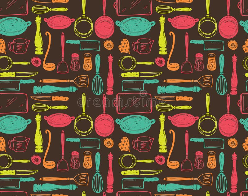 Cooking Seamless Pattern with Chef Hat Stock Vector - Illustration of ...