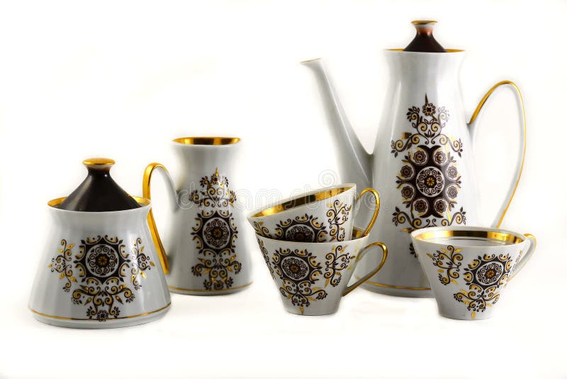Porcelain tea set stock image. Image of shine, rare, hard - 13735325
