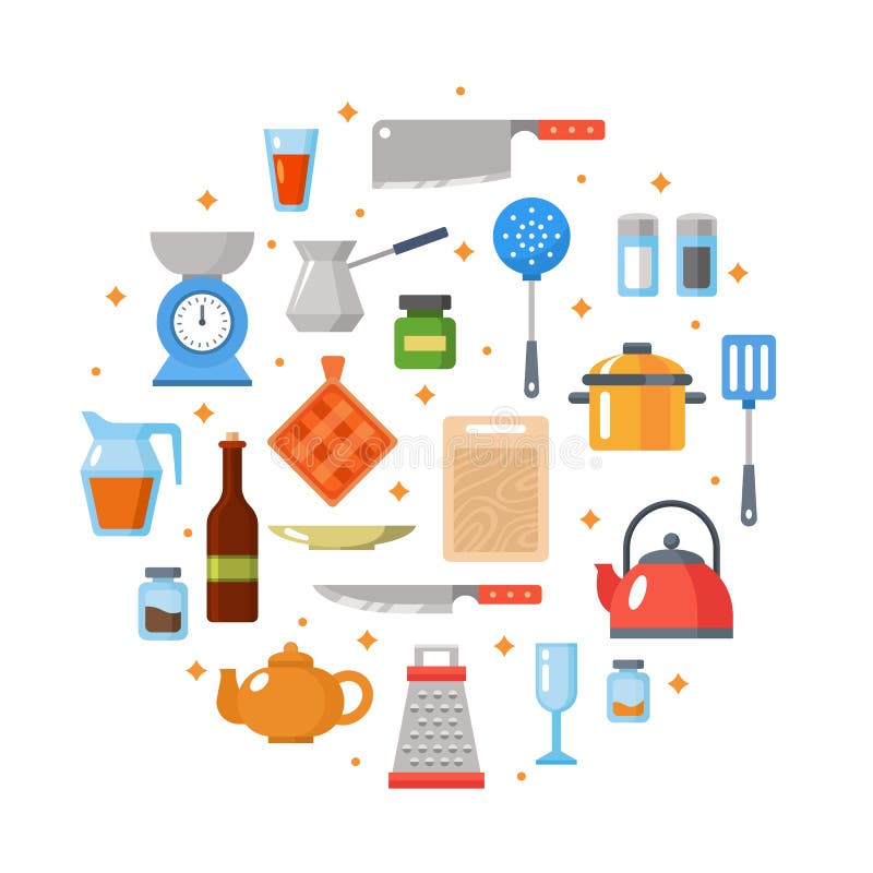 Kitchen Utensils Set. Kitchenware, Cookware, Kitchen Tools Collection ...