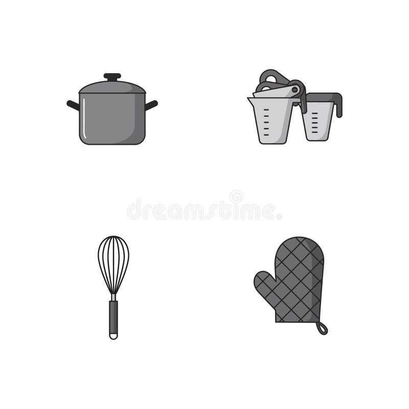 Kitchen Utensils Set with Pot, Measuring Cups, Whisk, and Oven Mitt ...