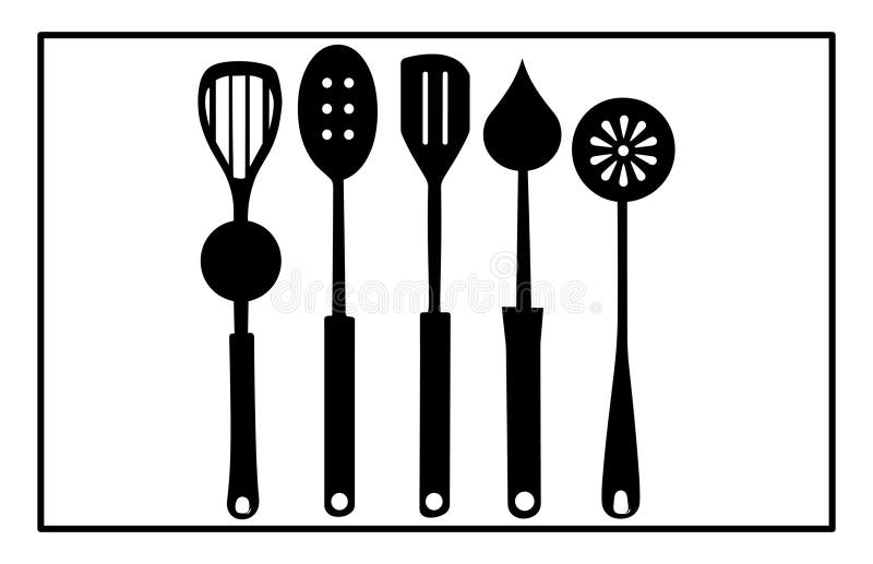 Kitchen Tools Silhouette, Kitchen Utensils Silhouette Stock Vector ...