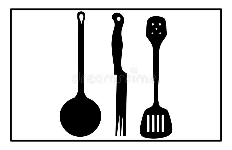 Kitchen Tools Silhouette, Kitchen Utensils Silhouette Stock Vector ...