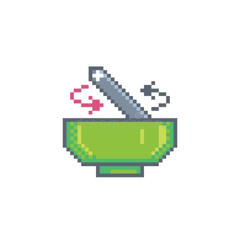 Pixel art bowl icon. stock vector. Illustration of retro - 148252493
