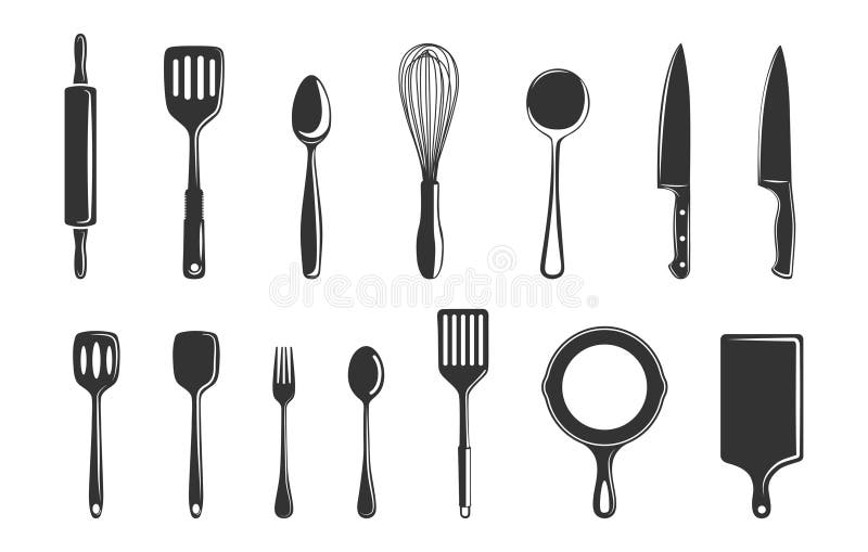 Kitchen Utensils Vector, Kitchen Tools Vector, Cooking Tools Vector, Kitchen Utensils Silhouette ...