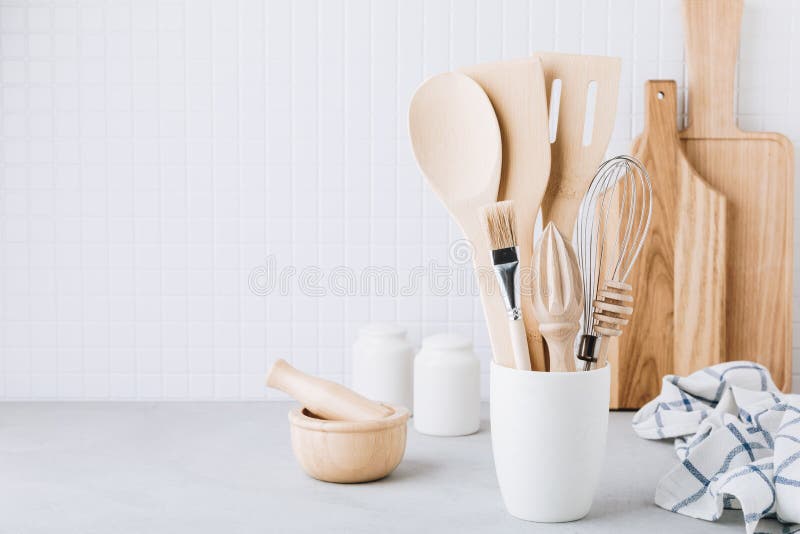 Kitchen Utensils. Kitchen Wooden Tools and Kitchenware Stock Photo ...
