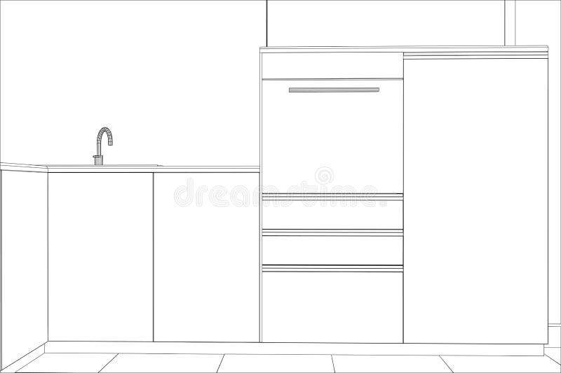 Kitchen Vector Sketch Interior. Illustration Stock Vector ...