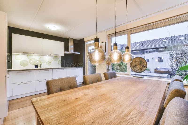 Kitchen View from Sitting Table Stock Image - Image of furniture ...