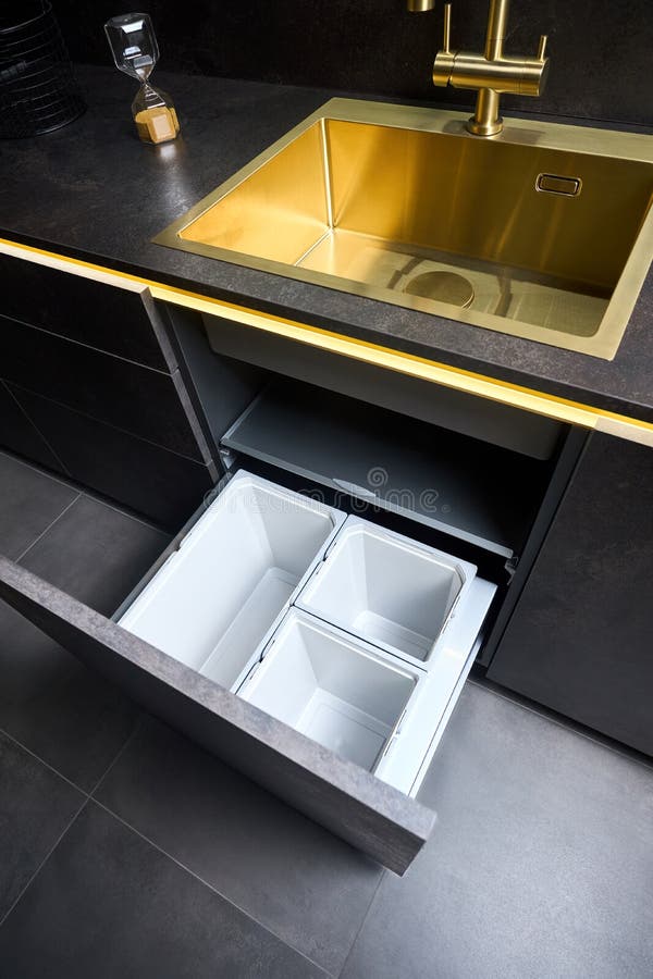 Kitchen Waste Bin Cabinet. Pull Out Kitchen Drawer for Waste Bin ...