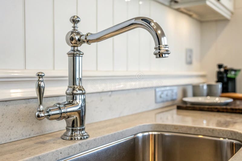 Kitchen Water Mixer, Chrome Water Tap Stock Illustration - Illustration ...