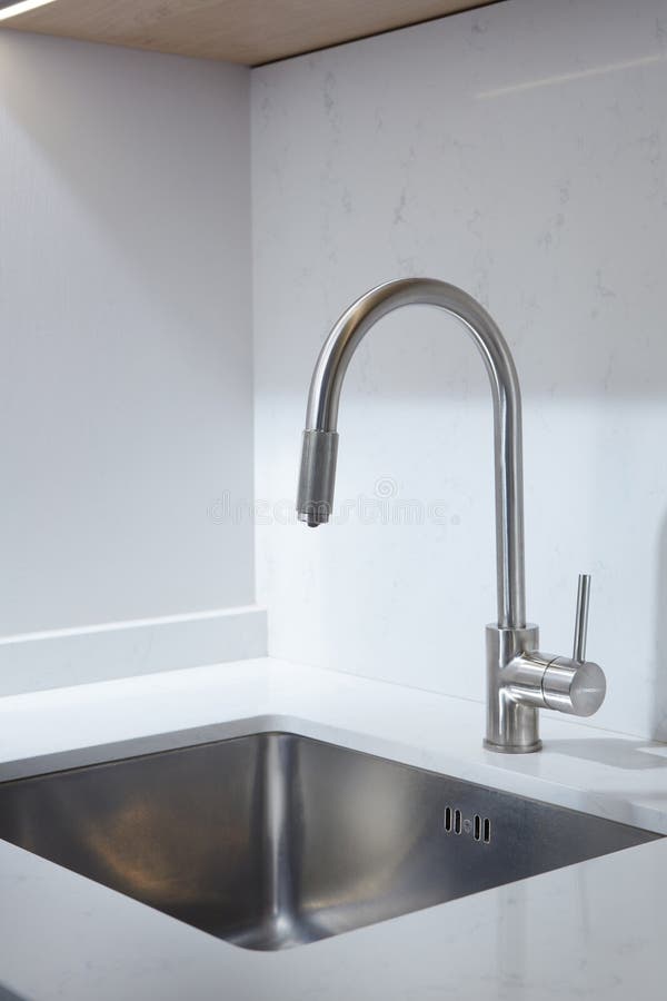 Kitchen Water Mixer. Water Tap Made of Chrome Material Stock Photo ...