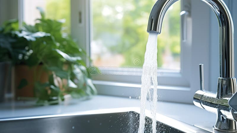 Kitchen Water Mixer. Water Tap Made of Chrome Material, Generative AI ...