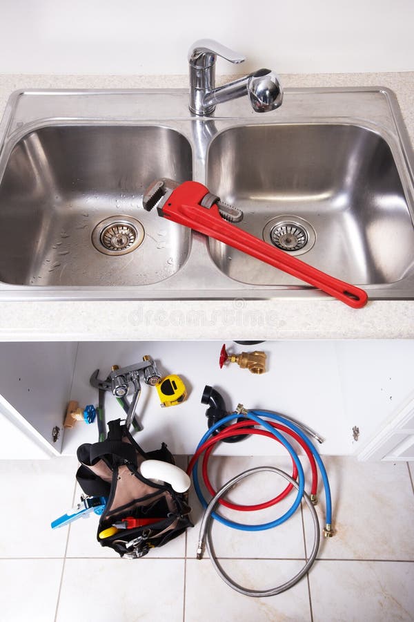 Kitchen Water Tap and Sink. Stock Image - Image of construction ...
