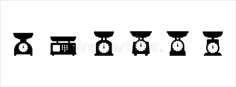 Kitchen Weight Scale Icon Vector Set. Kitchen Scale Ware Flat Line Icon ...