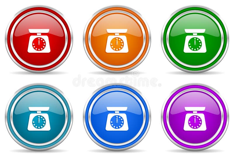Kitchen Weight, Scale, Measure, Measurement Icon Set, Vector ...