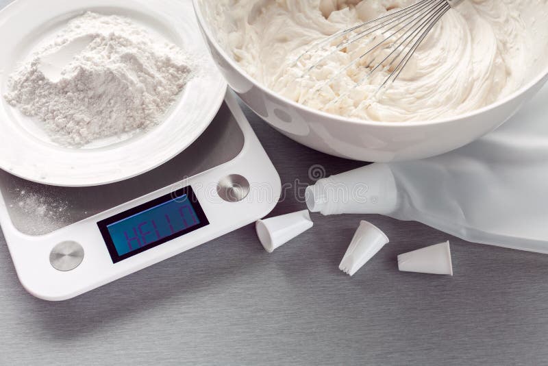 Kitchen Weights Measure the Mass of Flour for Making Biscuit Stock ...