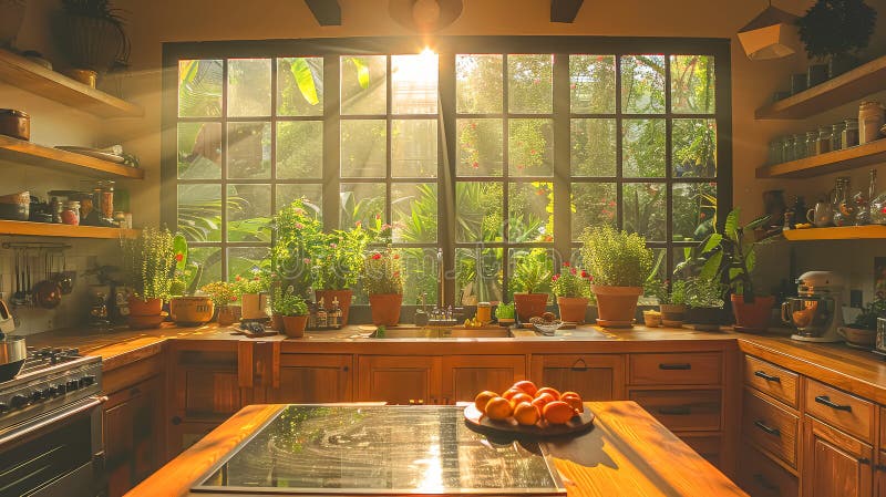 A Kitchen with a Window that Lets in Sunlight Stock Image - Image of ...