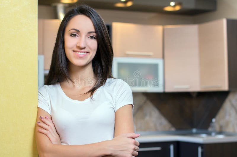 Beautiful Woman Cooking in the Kitchen Stock Image - Image of girl ...