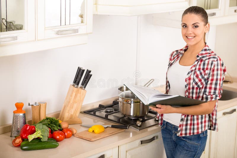 Kitchen stock photo. Image of lady, beauty, cooking, female - 47039032