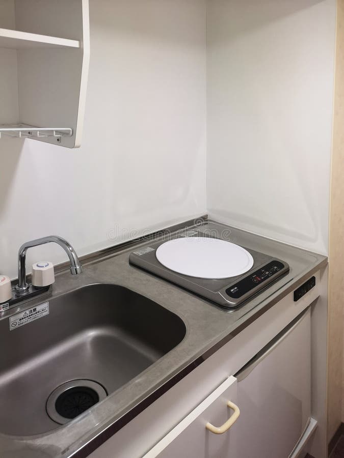 A Small Kitchen in a Japanese Hotel Stock Image - Image of supporting ...