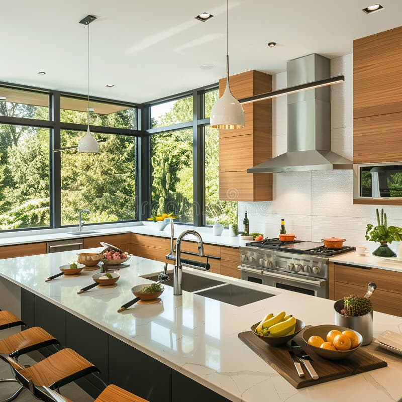 Kitchens stock illustration. Illustration of light, glass - 331458127