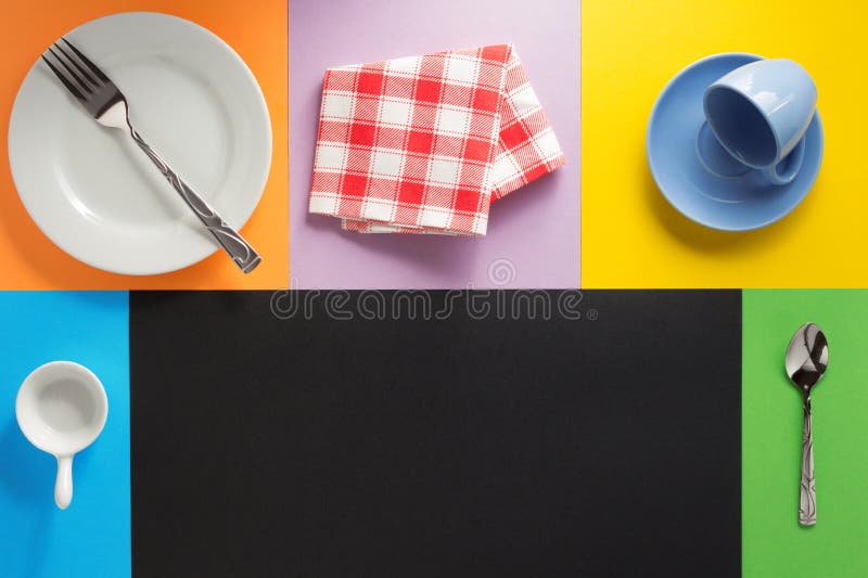 Kitchenware at Colorful Background Stock Photo - Image of bowl ...