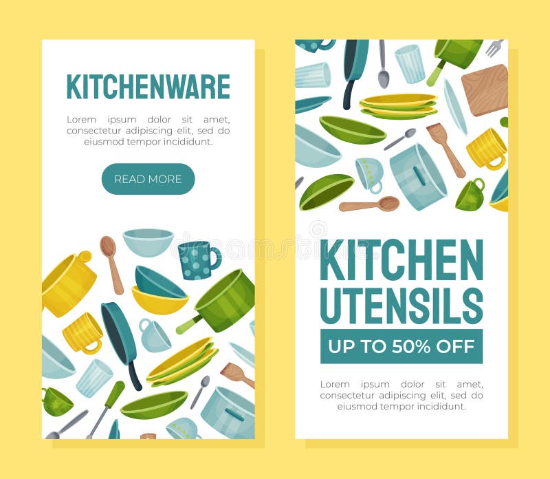 Kitchenware Web Banner Design. Collection of Kitchen Appliances Stock ...