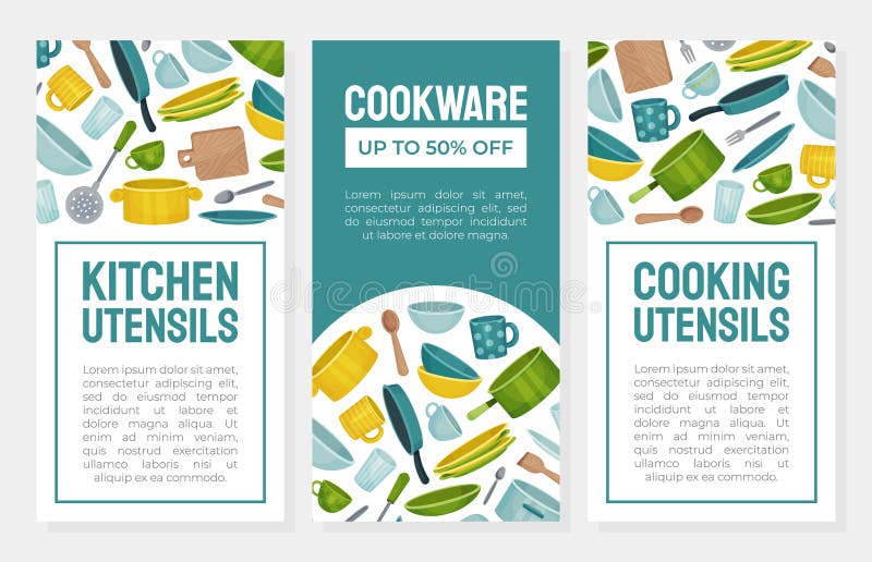 Kitchenware Web Banner Design. Collection of Kitchen Appliances Stock ...