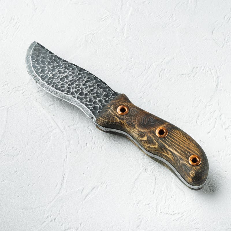 Kitchenware Butcher Knife, on White Stone Surface, Square Format Stock ...