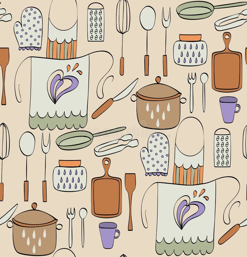 Kitchenware stock vector. Illustration of outline, pattern - 59329860